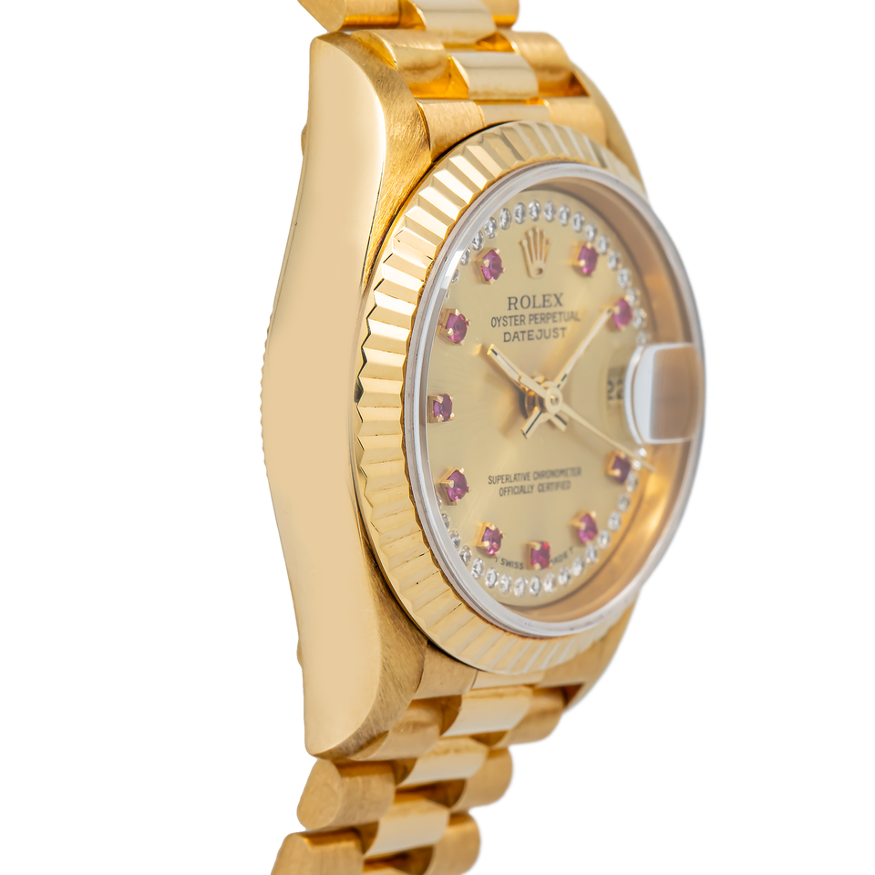 Rolex Datejust 69178 Complete Ruby String Factory Diamond Dial Ladys ...