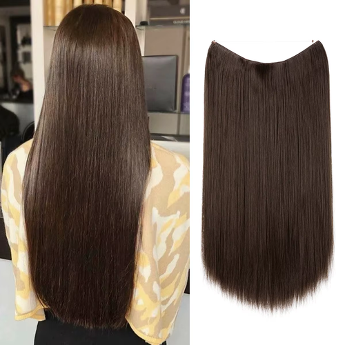 Synthetic No Clip Hair Extension Ombre Artificial Natural Fake False ...