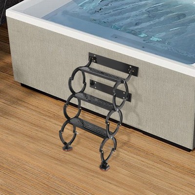 3 Steps Wall Mounted Retractable Ladder Wall Mounted Attic Ladder Black ...