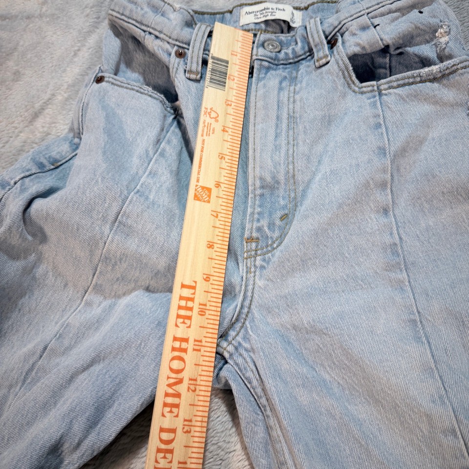 Abercrombie Fitch The 90s Straight Ultra High Rise Jeans Split Hem Size ...