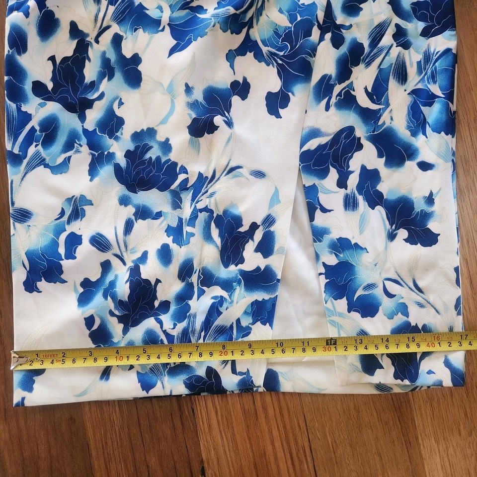 Oasis Skirt Womens Size 10 Blue White Floral Straight Knee Length Split ...