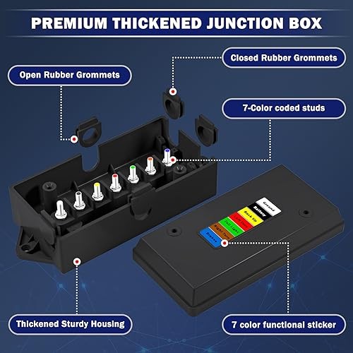 7 Way Trailer Junction Box Weatherproof 7 Pin Trailer Wiring Box 7 7 ...