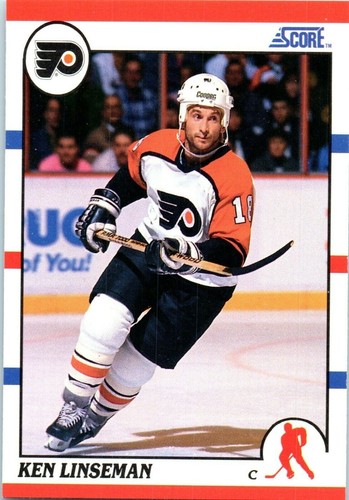 1990-91 SCORE NHL HOCKEY Trading Card #380 - Ken Linseman, Philadelphia ...