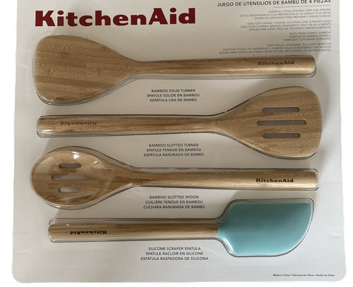 KitchenAid 4 Piece Bamboo Tool Set Turner Spoon Spatula Kitchen Tools ...