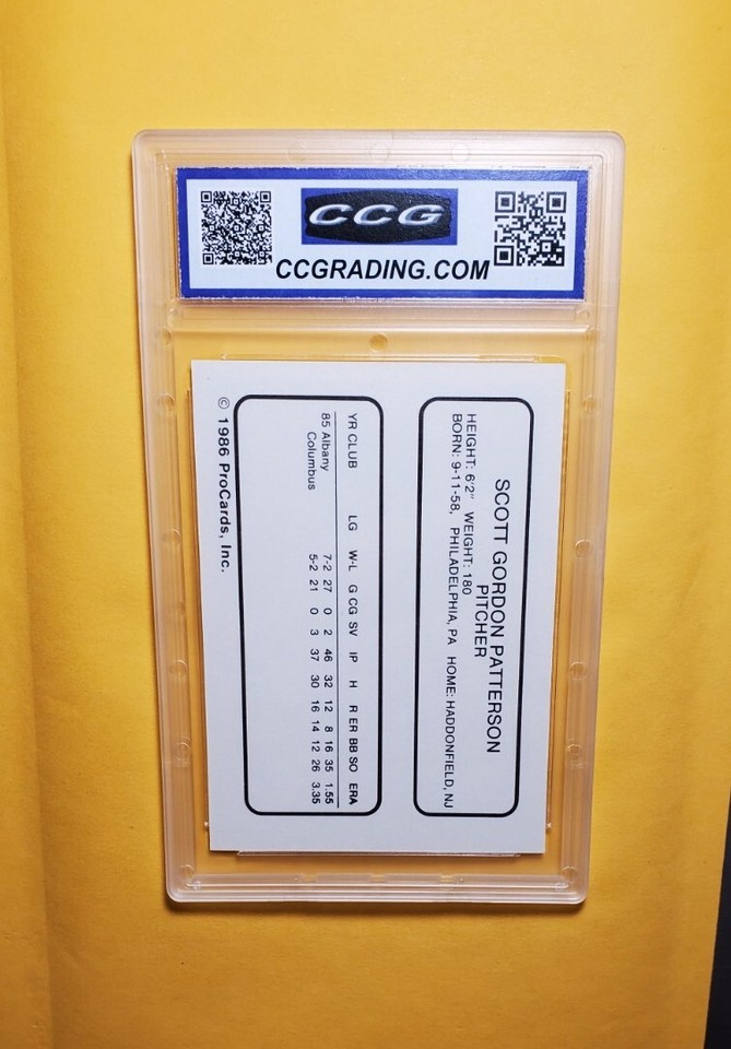 Graded Gem 💎 Mint 10 rookie 1986 Pro Cards SCOTT PATTERSON Gilmore ...