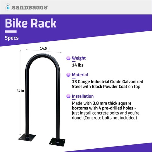 Sandbaggy In Ground Bike Rack | U Shaped, Commercial, Outdoor, 1 Loop ...