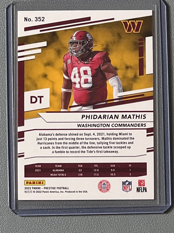2022 Prestige Phidarian Mathis RC #352 Rookie Commanders | eBay