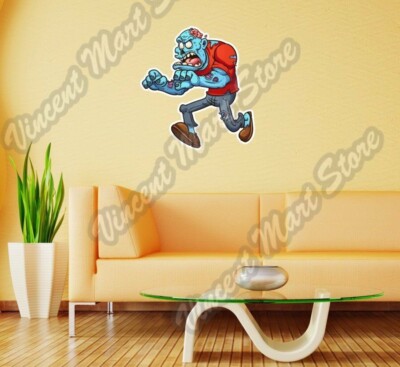 Angry Zombie Running Scary Monster Gift Wall Sticker Room Interior ...