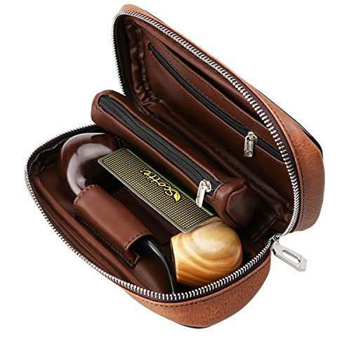 Scotte PU Leather Tobacco Smoking Wood Pipe Pouch Case/bag for 2 Brown ...