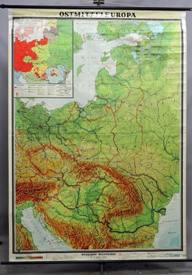 old East Central Europe relief map vintage wall chart art print ...