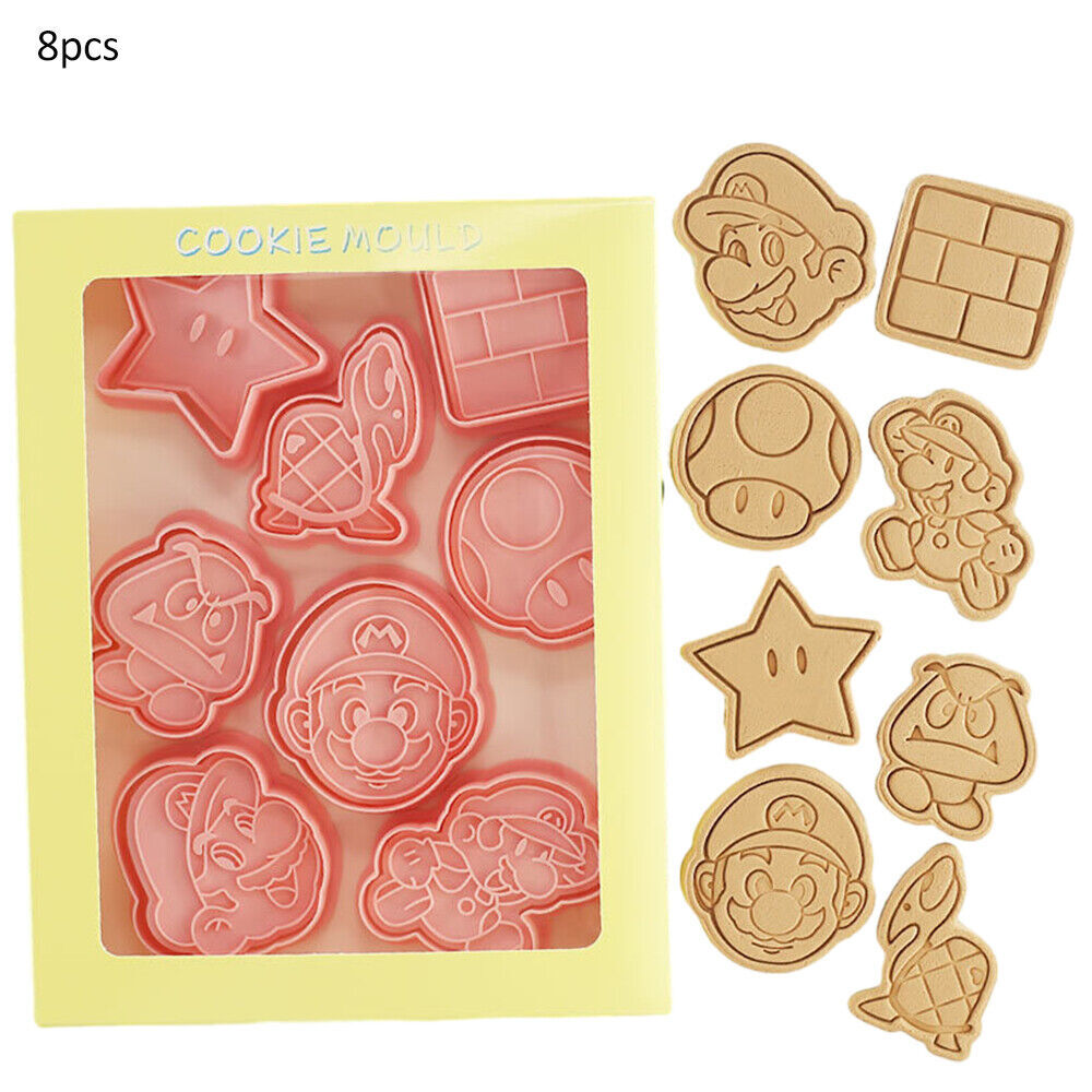 8Pcs Super Mario Cookie Cutters Mold Biscuit Cake Fondant DIY Dessert ...