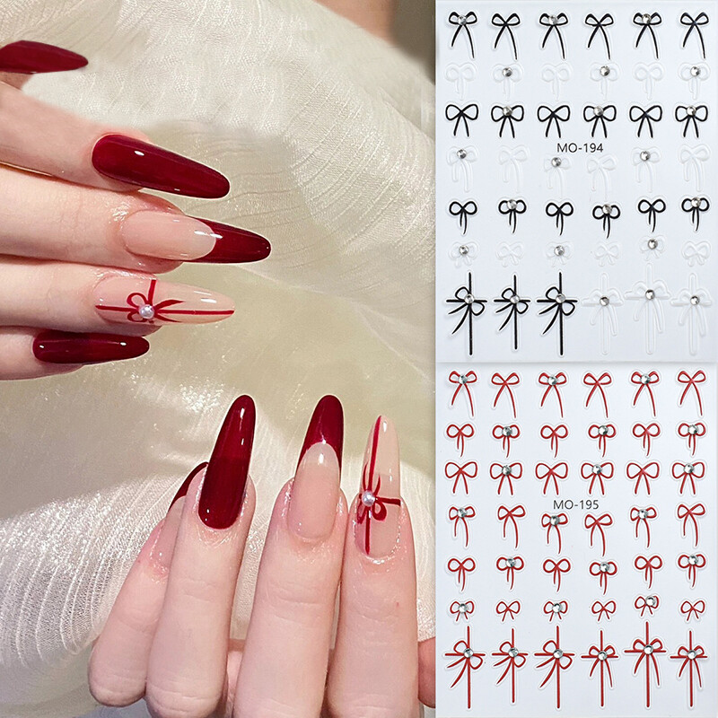 Sweet Bowknot Rhinestone Nail Art Stickers For Girls Nail Decal Nail ...