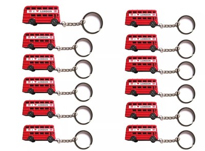 12 X Metallic London Bus Key Ring / Chain Red Tour Route Bus UK ...