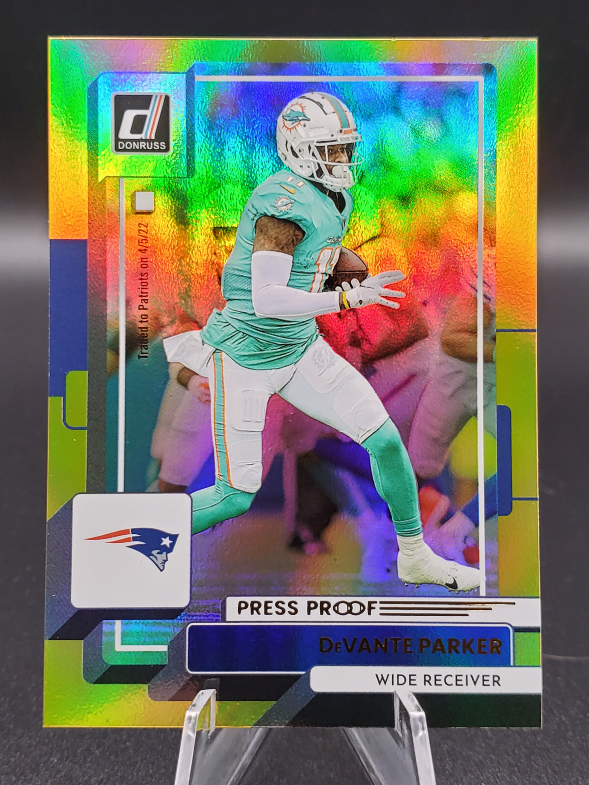 DeVante Parker New England Patriots 2022 Donruss Gold Holo Press Proof ...