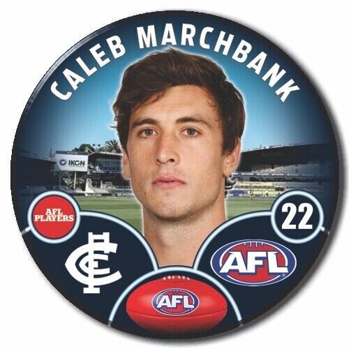 AFL CARLTON BLUES CALEB MARCHBANK 2023 PLAYER BADGE | eBay Australia