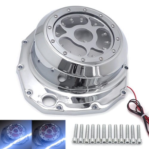 Chrome Red Sequential LED Engine Clutch Cover For Suzuki 99-20 GSXR1300 ...