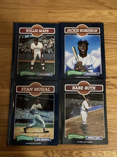 Lot of 4 Baseball Legends Books Jackie Robinson Stan Musial Willie Mays ...