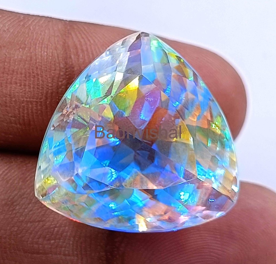 55 CT Rainbow Color Trillion Cut Natural Mystic Topaz Certified Loose ...
