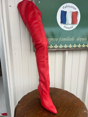 Gorgeous Ferrari red , mega heels on tall leather thigh boots by Jean ...