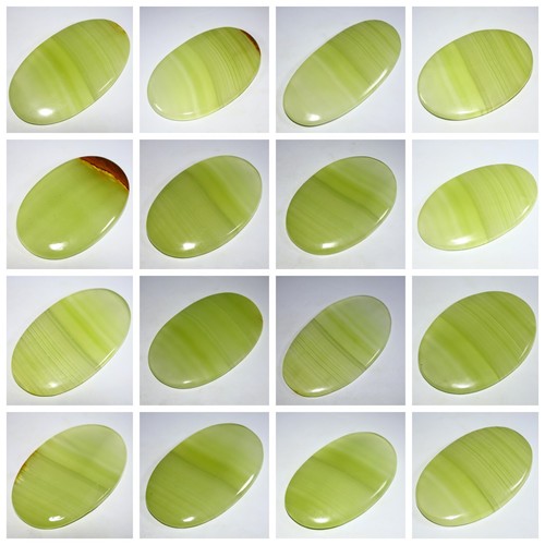 RARE NATURAL TRANSLUCENT GREEN ONYX BANDED OVAL CABOCHON GEMSTONE AN ...