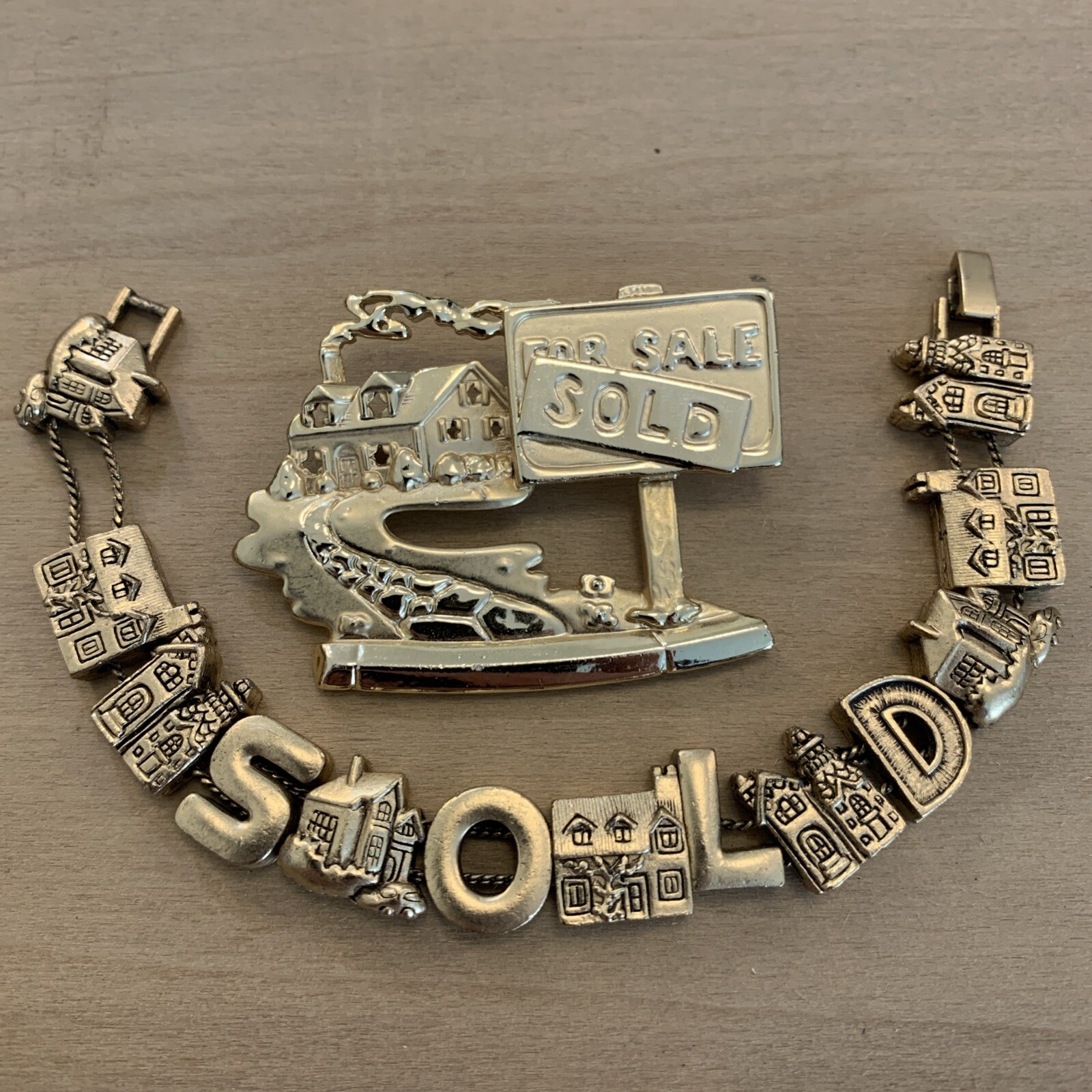 1990'S Vintage Lot Real Estate Realtor Bracelet & Bro… - Gem