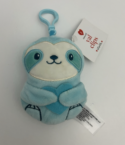 Blue Sloth with Heart Backpack Clip NEW Valentines Day Plush Val ...