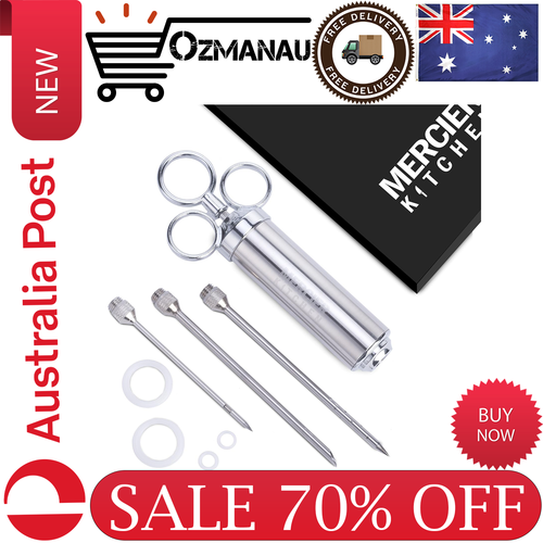 Mercier Kitchen Stainless Steel Heavy Duty Meat Marinade Injector 2-Oz ...
