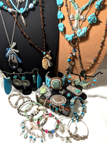 Southwest Western Native American Mixed Lot 33pc Turquoise Silver? Not ...
