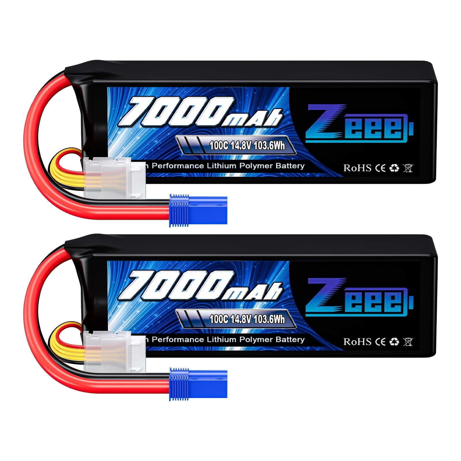 Zeee 4S Lipo Battery 7000mAh 14.8V 100C Soft Case RC Battery with EC5 ...