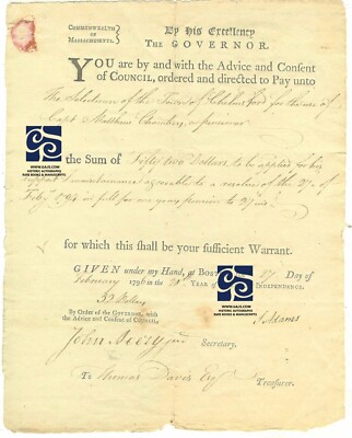 SAMUEL ADAMS - SIGNER OF DECLARATION OF INDEPENDENCE - SIGNED DOCUMENT ...