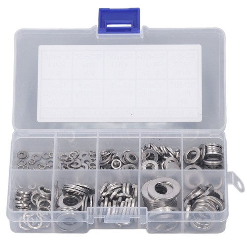 260x Flat Lock Washers Assortment Kit 304 M2.5 M3 M4 M5 M6 M8 M10 HH0 ...