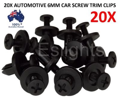 20X CAR PLASTIC 6MM SCRIVET SCREW CLIPS FIT DOOR BOOT TRIM PANELS ...