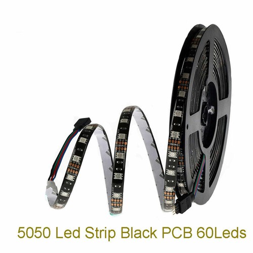 black PCB SMD 5050 RGB Waterproof LED Strip Light Flexible Bright ...