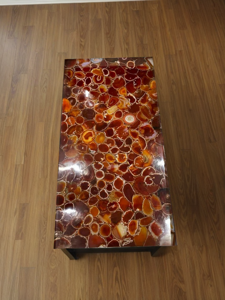 Elegant Orange Crystal Onyx Furniture Dining Room Dinner Table/coffee ...