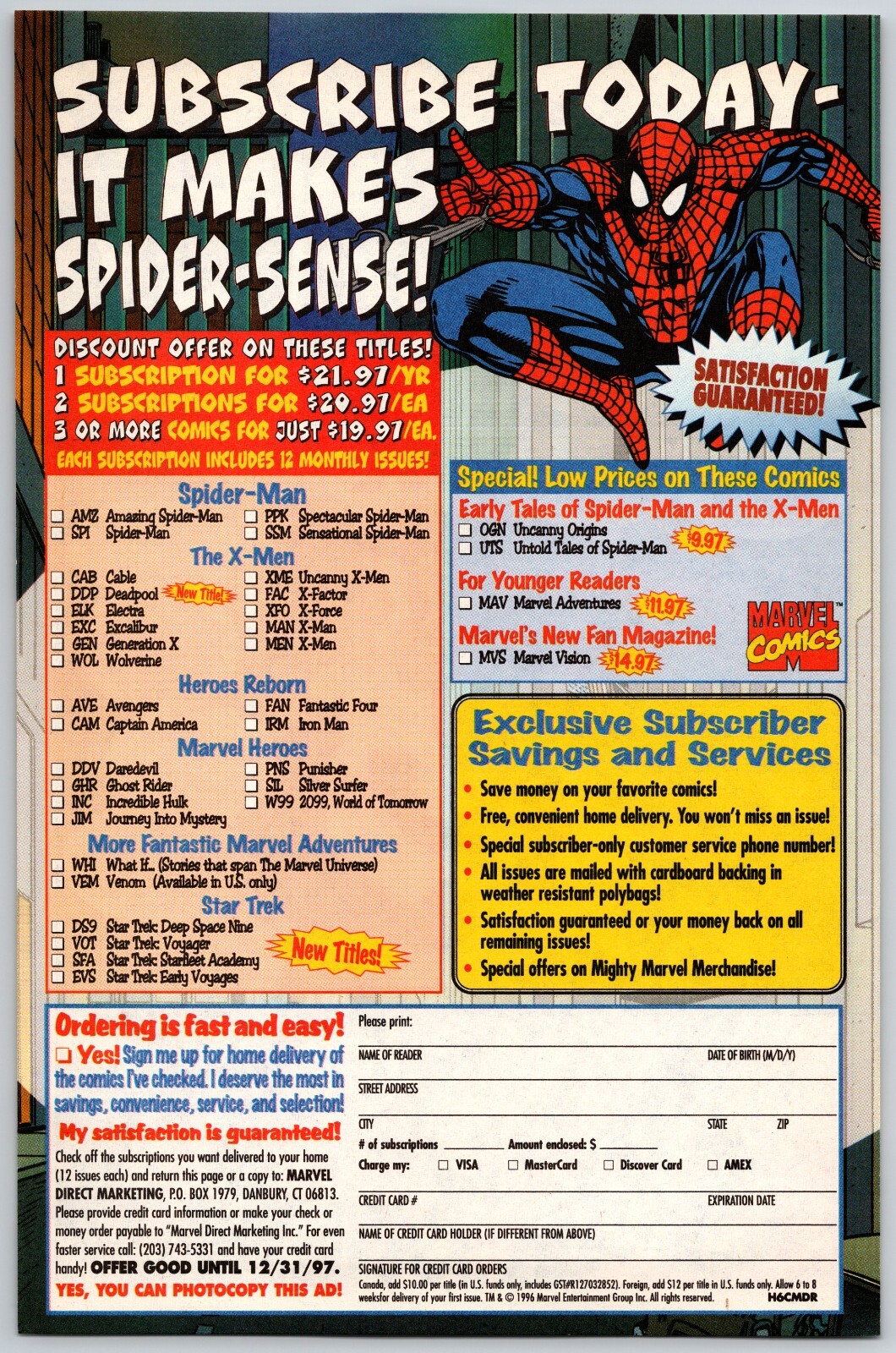 Spider-Man Subscription Form Print Ad Comic Poster Art PROMO Original ...