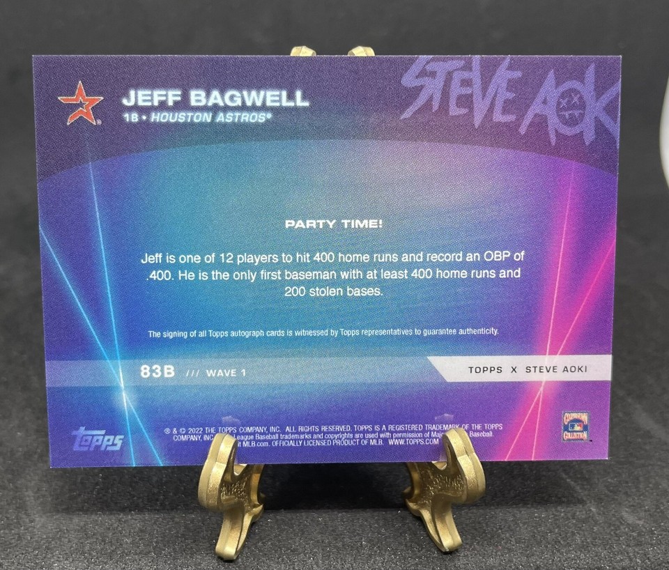 2022 Topps X Steve Aoki Party JEFF BAGWELL Glitter Auto Astros SSP 9/10 ...