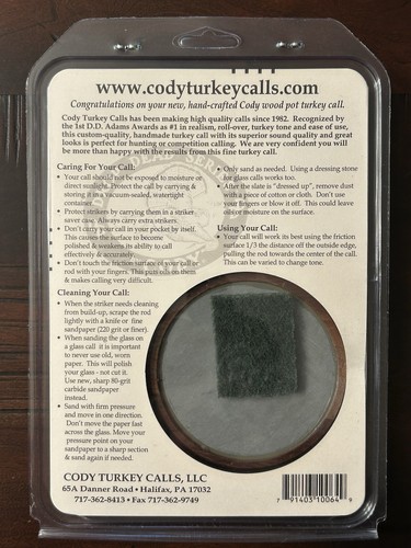 Cody “WOODSMAN” Drop Dead Slate Turkey Call With Carbon-Tipped Hickory ...