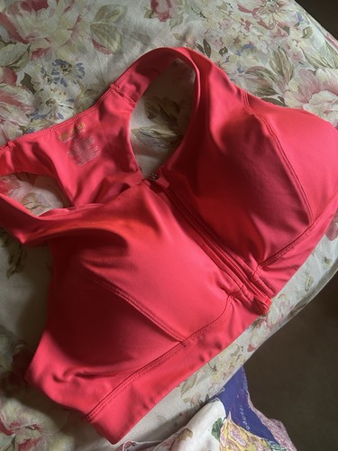 Red Front Zipper Closure Sports Bra Size 1X Racer Back | eBay