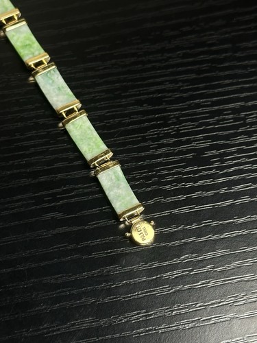 HSN Jade of Yesteryear 14K Gold Plated Sterling Faceted Green Jade Line Bracelet | eBay