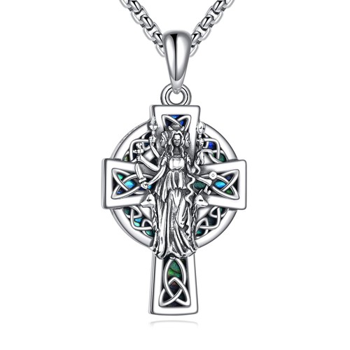 Cross Triple Moon Goddess Necklace 925 Sterling Silver Pagan Wiccan ...