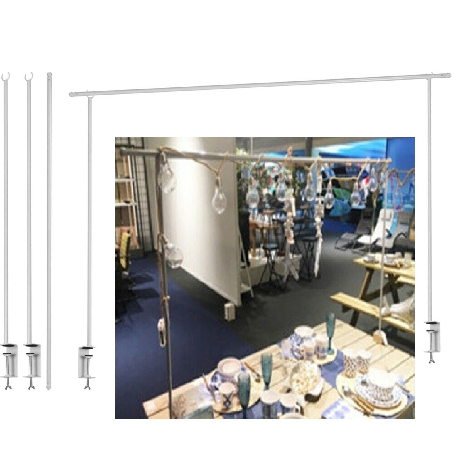 Tabletop Rod Hanging Lever Stand Display Pole Over Table Wedding Party ...