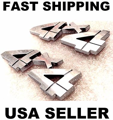x2 Chrome 4 X 4 EMBLEM 3D 4X4 logo decal BADGE Rear Front Letters ...