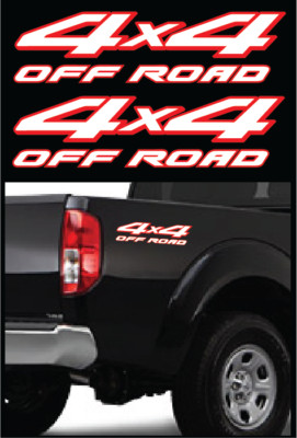 4X4 OFFROAD WHITE / RED DECALS FOR NISSAN FRONTIER TRUCKS 2-PACK- SIZE ...