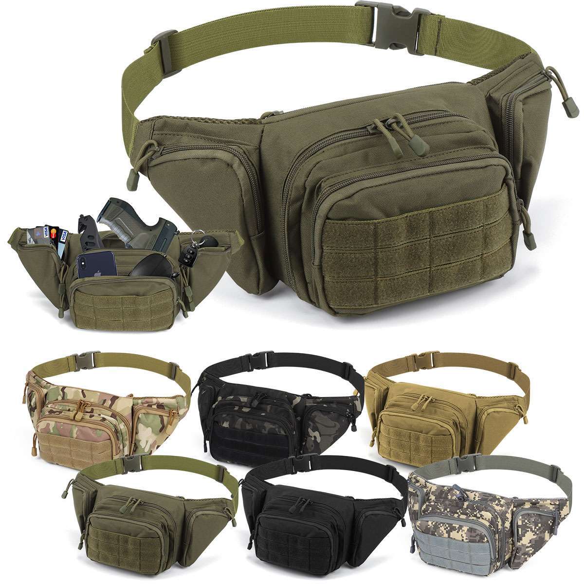 Tactical Pistol Pouch Waist Gun Pack Bag Fanny Packs Concealed Carry ...