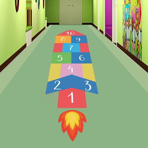 Art Removable Mural Kids Room Floor Sticker Childhood Game Cartoon ...