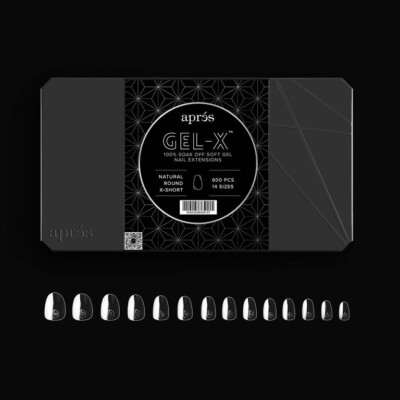 Apres Gel-X Natural Round Extra Short Tips Box 14 Sizes 600pc New in ...