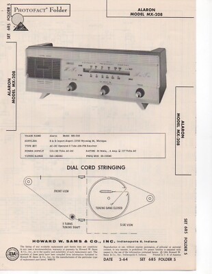 1964 ALARON MX-208 RADIO SERVICE MANUAL PHOTOFACT SCHEMATIC DIAGRAM ...