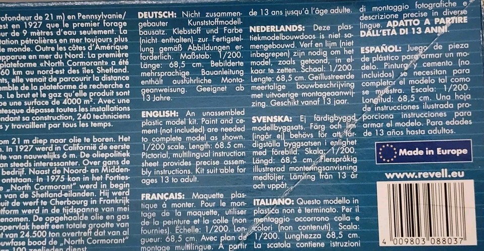 REVELL 1:200 Scale North Cormorant Off-Shore Oilrig 08803 Platform ...