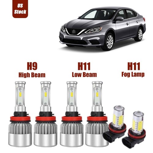 6x For 2013-2019 Nissan Sentra LED Headlight Hi-Lo Bulbs + Fog Lights ...