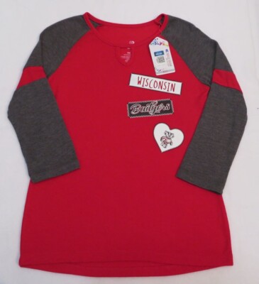 Wisconsin Badgers Youth Girls 3/4 Sleeve Red Shirt Size 10-12 | eBay